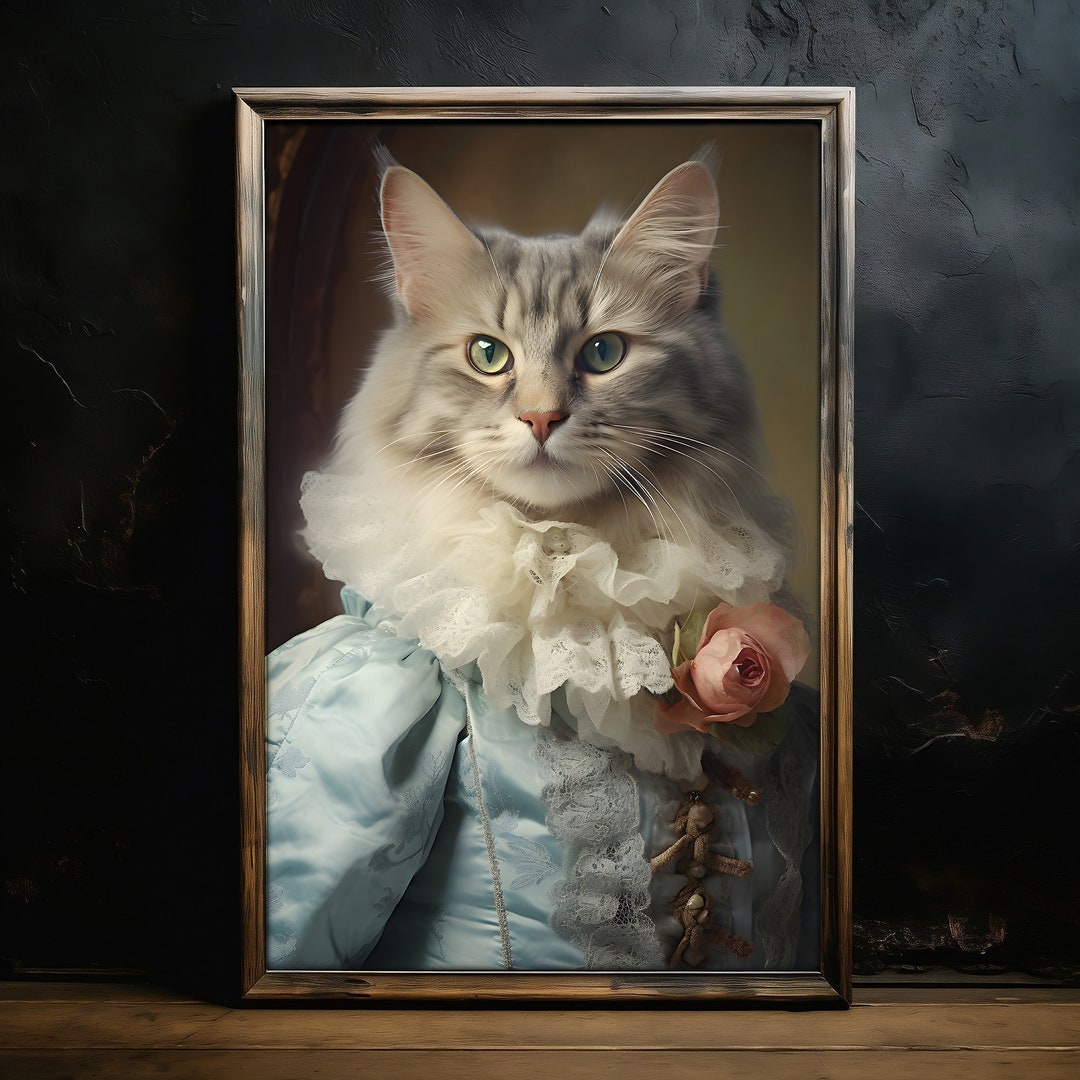 Rococo Cat Lady / Vintage Animal Portrait / Vintage Poster / Art Poster ...