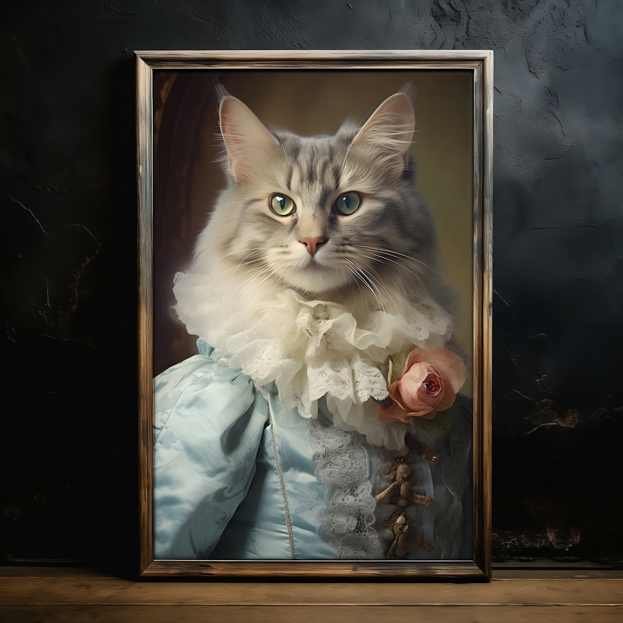 Rococo Cat Lady / Vintage Animal Portrait / Vintage Poster / - Etsy