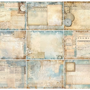 Shabby Light Blue Patterns / Crafting Cards / Junk Journal Kit ...