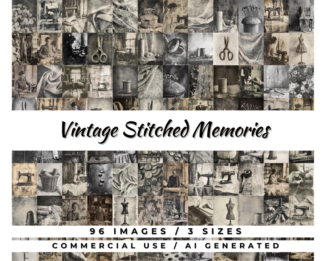 Vintage Stitched Memories / Sewing Photo Collection / Junk Journal ...