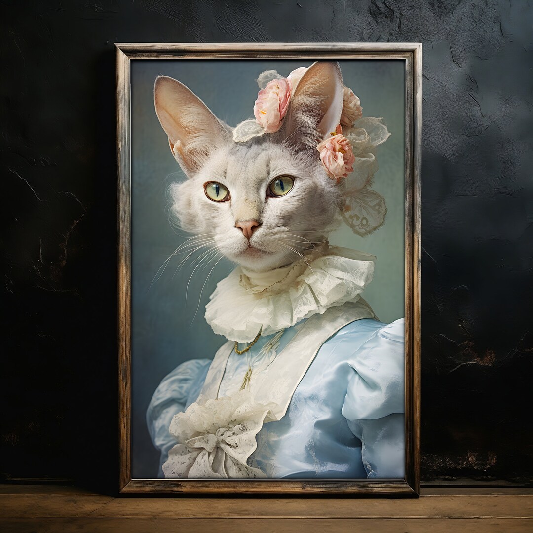 Rococo Cat Lady / Vintage Animal Portrait / Vintage Poster / Art Poster ...