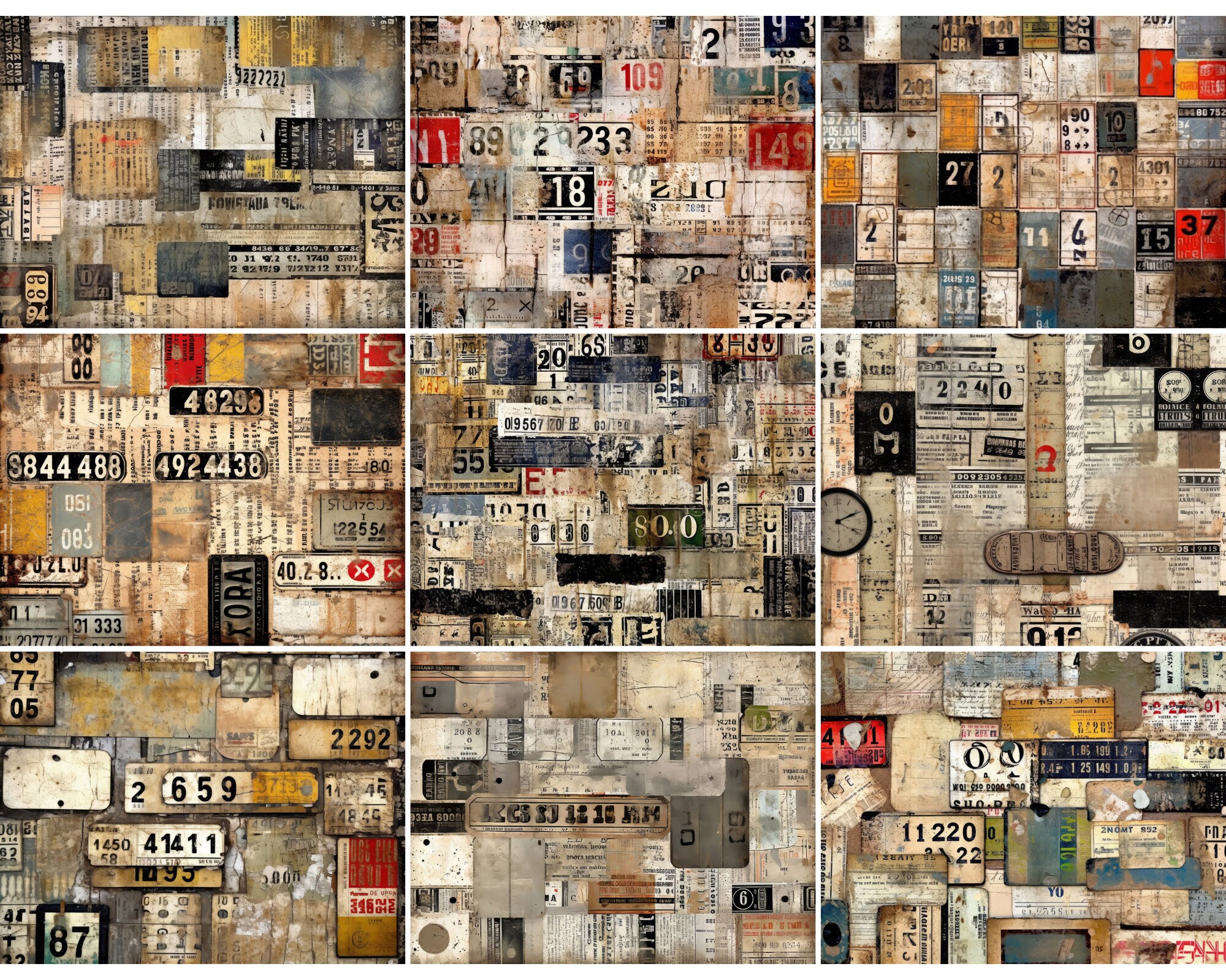 Grunge Random Label Textures / Crafting Cards / Junk Journal - Etsy 日本