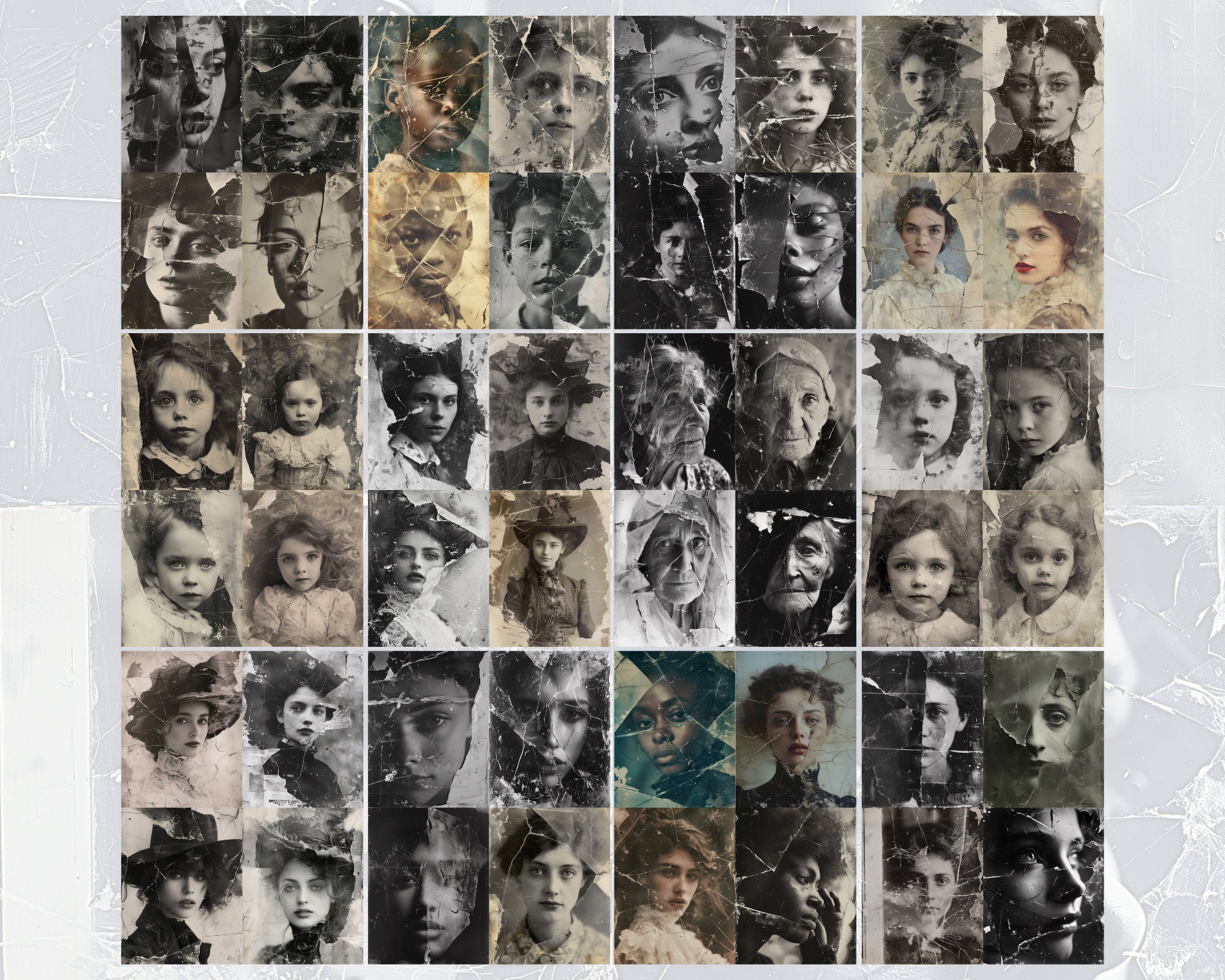 Worn Distressed Portrait Collection / Junk Journal / Scrapbook ...