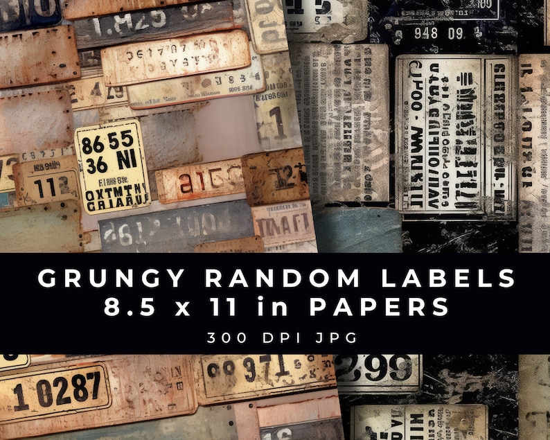 Grunge Random Label Textures / Crafting Cards / Junk Journal - Etsy 日本