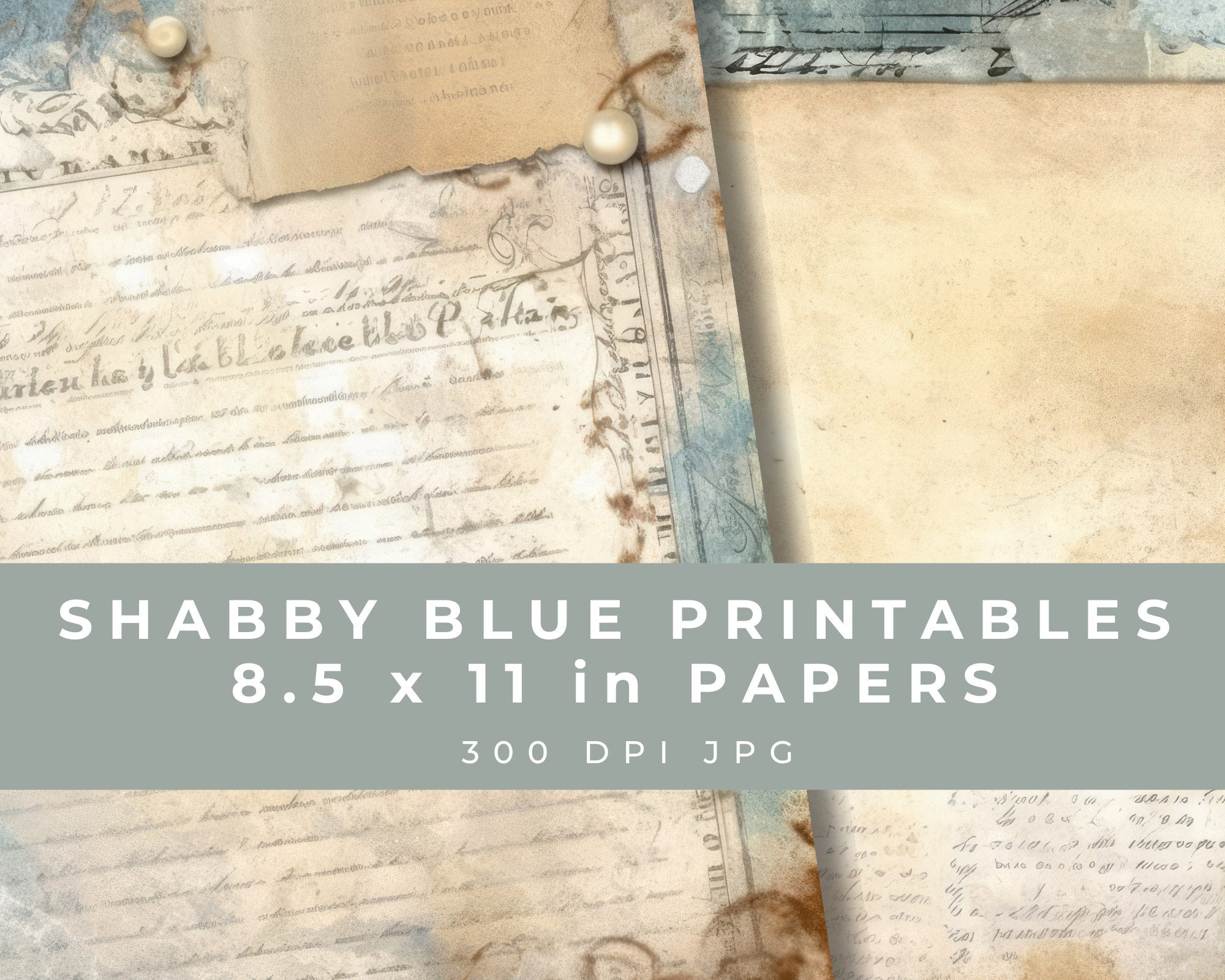 Shabby Light Blue Patterns / Crafting Cards / Junk Journal Kit ...