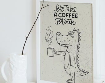 Funny Coffee Poster, Printable Coffee Poster, Cafe Wall Decor, Instant ...