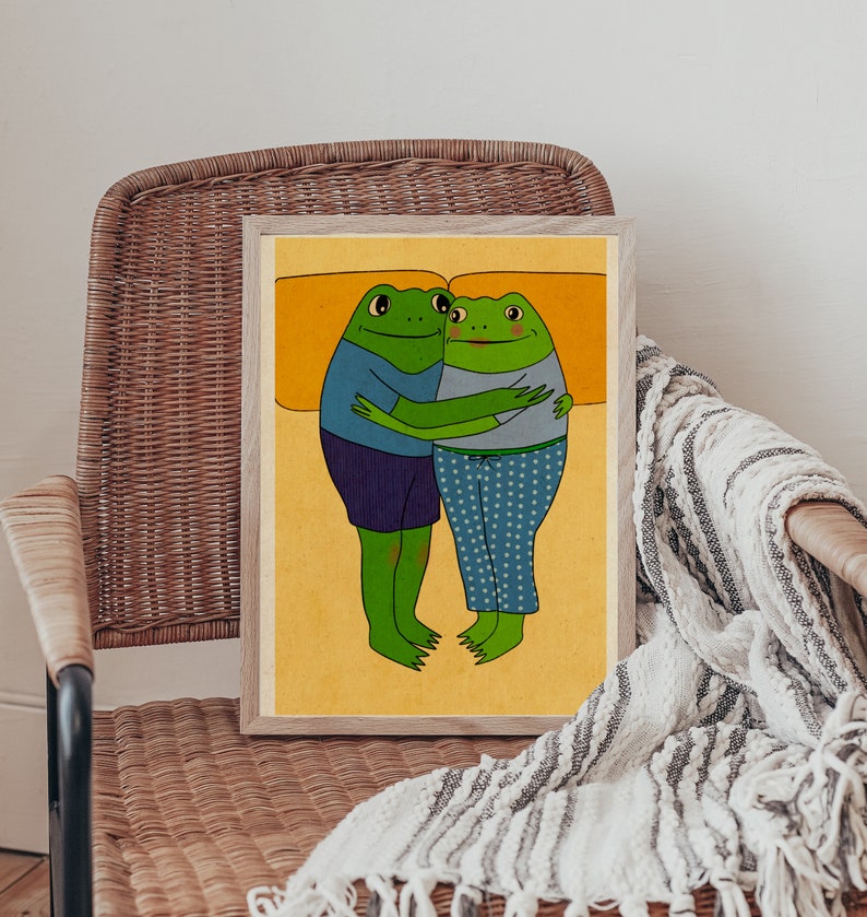 Printable Cute Frogs Wall Print - Retro Frog Wall Art - Digital ...