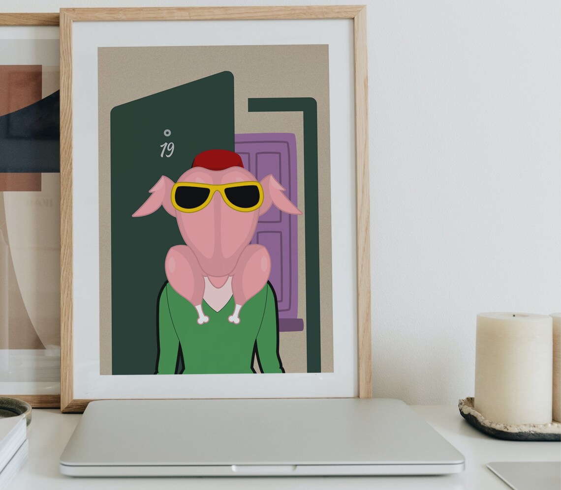 Friends Tv Show Monica Geller, Monica's Turkey Head Poster, Printable ...