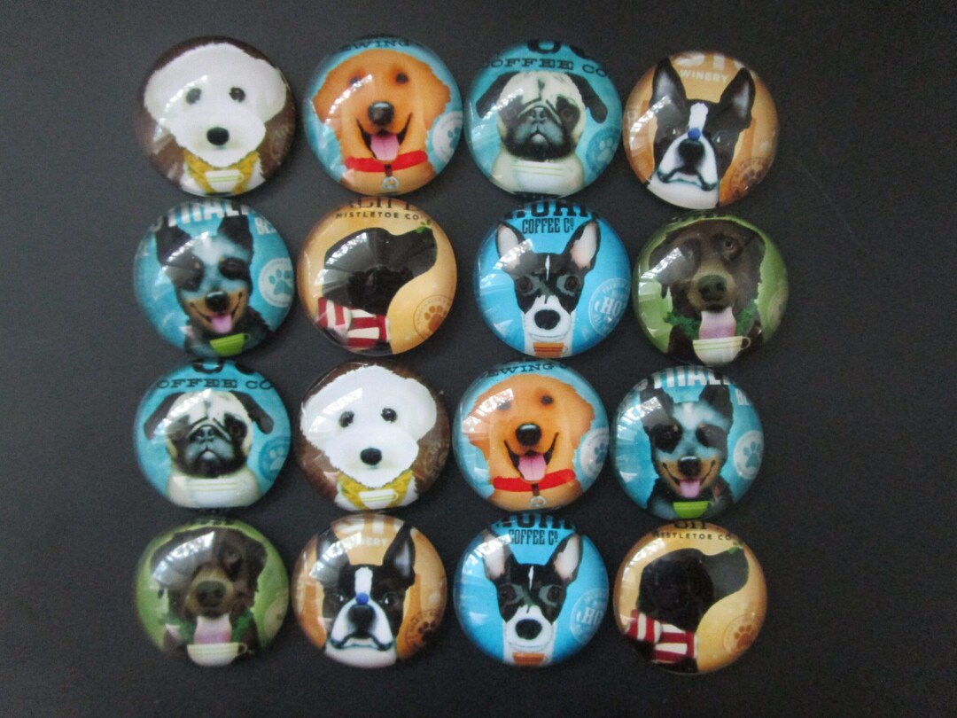 Fun Dog Magnets, 6 to 12 Strong Fridge Magnets, 1" Round Magnet, Gift ...