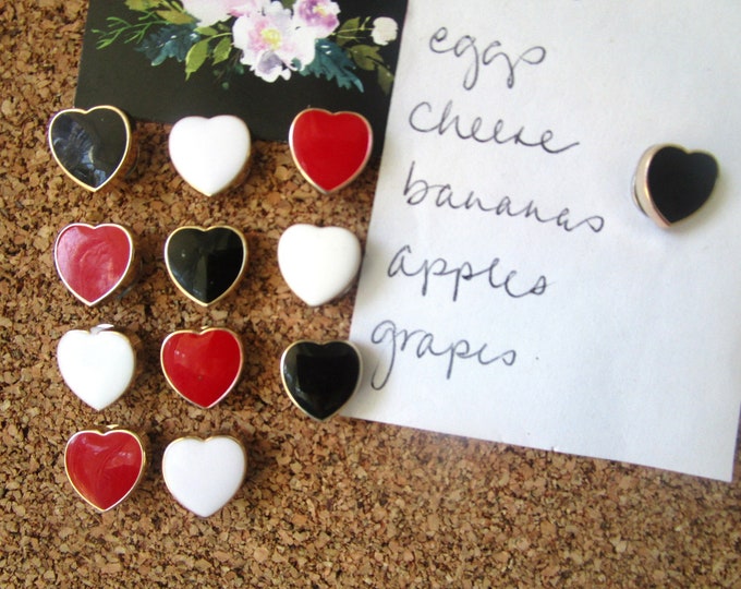 Red Glitter Hearts Decorative Push Pins, Set of 10, Glitter Push Pins ...