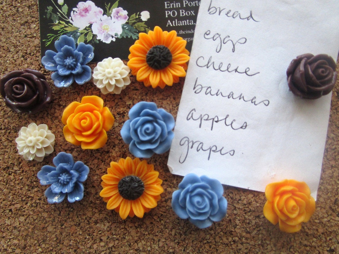 Thumbtack Set, Pretty Push Pins, 12 Pushpins, Cubicle Decor, Office ...