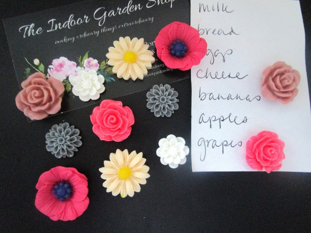 Magnets, 12 Flower Magnets, Cubicle Decor, Fridge Magnets, Desk Magnets ...