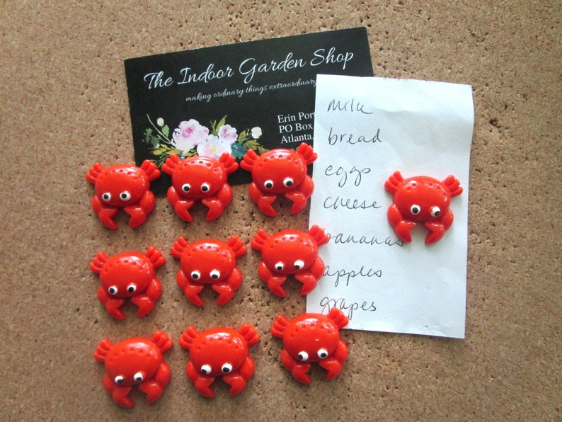 Red Crab Pushpins 10 Cute Thumbtacks Push Pins Office Etsy