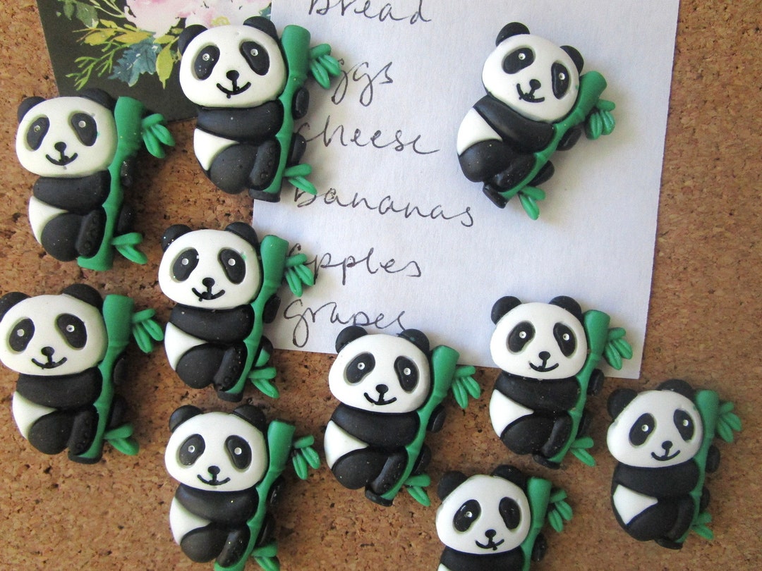 Panda Pushpins, 10 Cute Thumbtacks, Push Pins, Office Supply, Cubicle ...