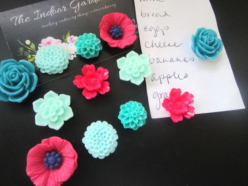 Magnets, 12 Flower Magnets, Cubicle Decor, Fridge Magnets, Desk Magnets ...