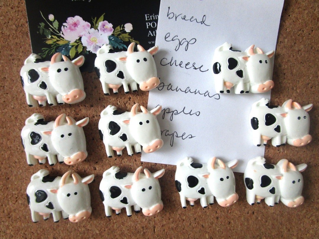 Cow Pushpins, Thumbtacks, 10 Push Pins, Cute Office Supply, Cow Decor ...
