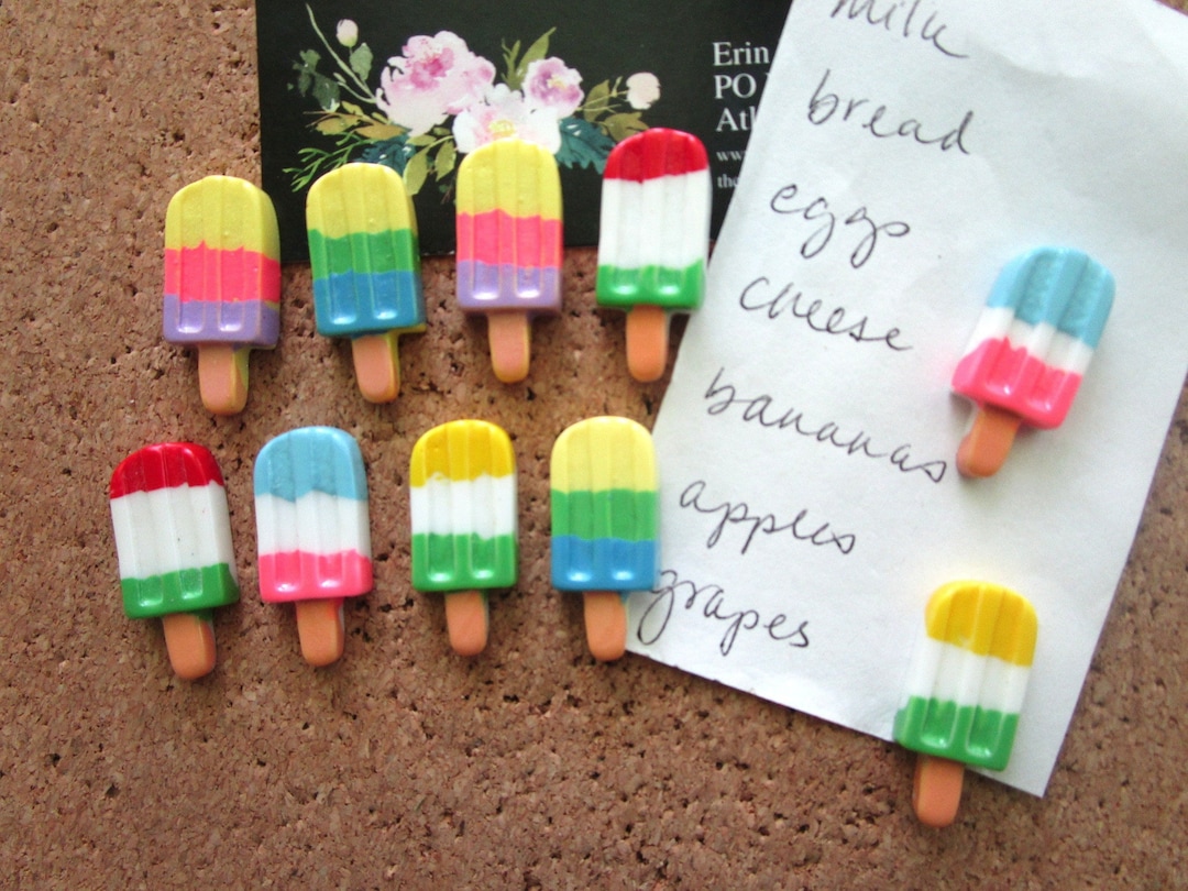Popsicle Pushpins, Thumbtacks, 10 Push Pins, Popsicle Tack, Cute Office ...