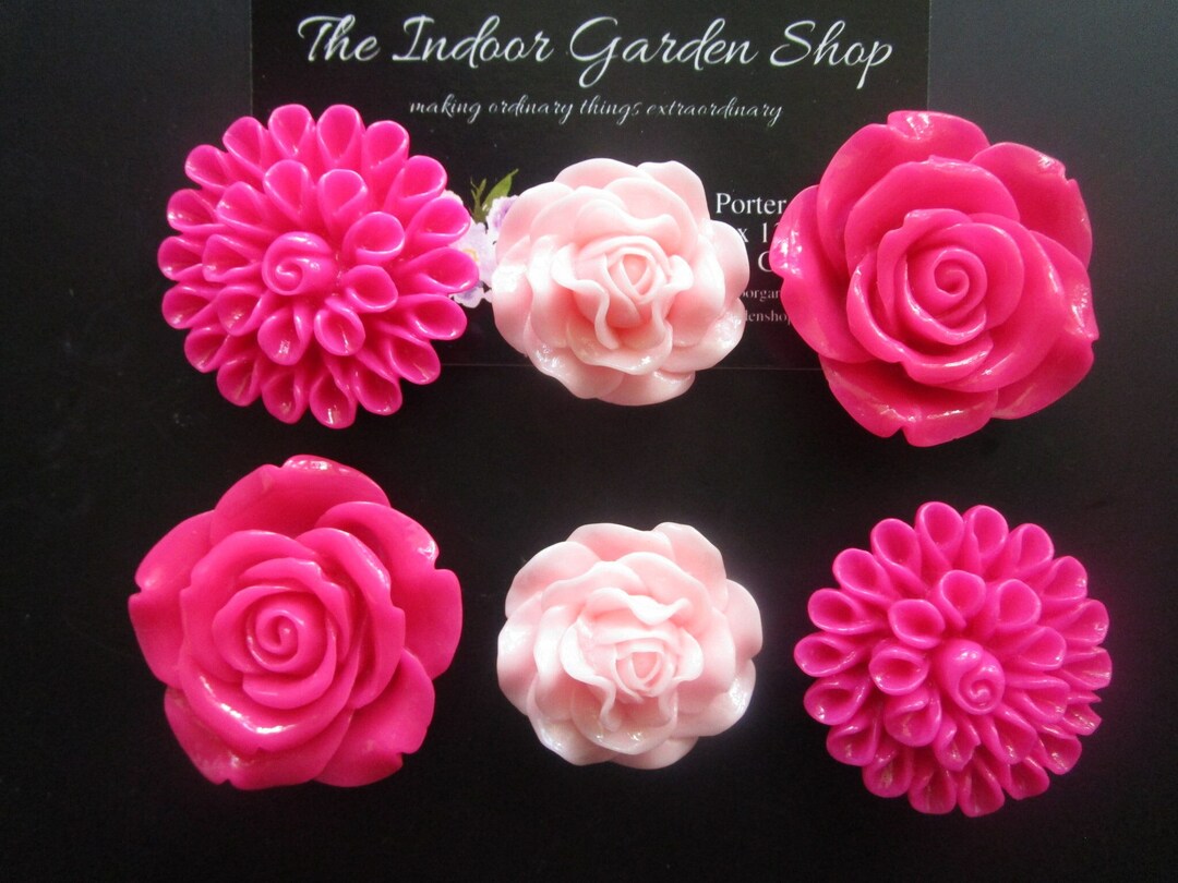 Large Flower Magnets, 6 Pink Magnets, Fridge Magnet, Office Supplies ...