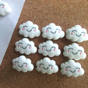 Cloud Pushpins, 10 Cloud Thumbtacks, Push Pins, Cute Office Supply ...