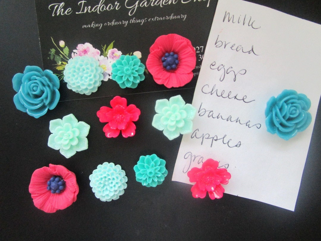 Magnets, 12 Flower Magnets, Cubicle Decor, Fridge Magnets, Desk Magnets ...