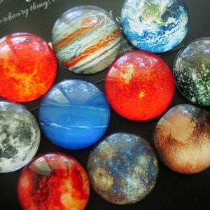 Planet Magnets, 10 Space Magnets, 1 Round Magnet, Astronomy Gift ...