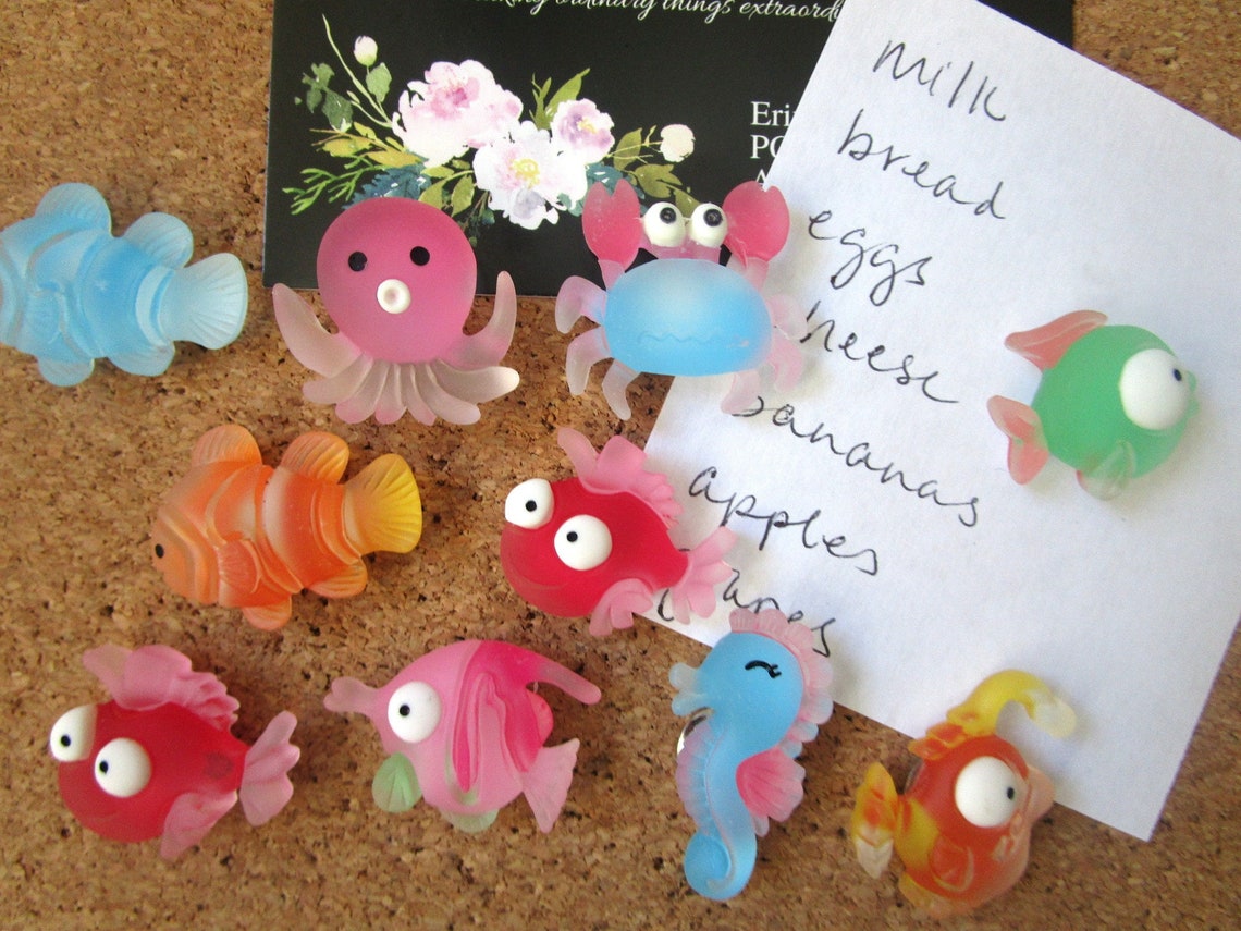 Fish Pushpins 10 Cute Thumbtacks Sea Creature Push Pins - Etsy