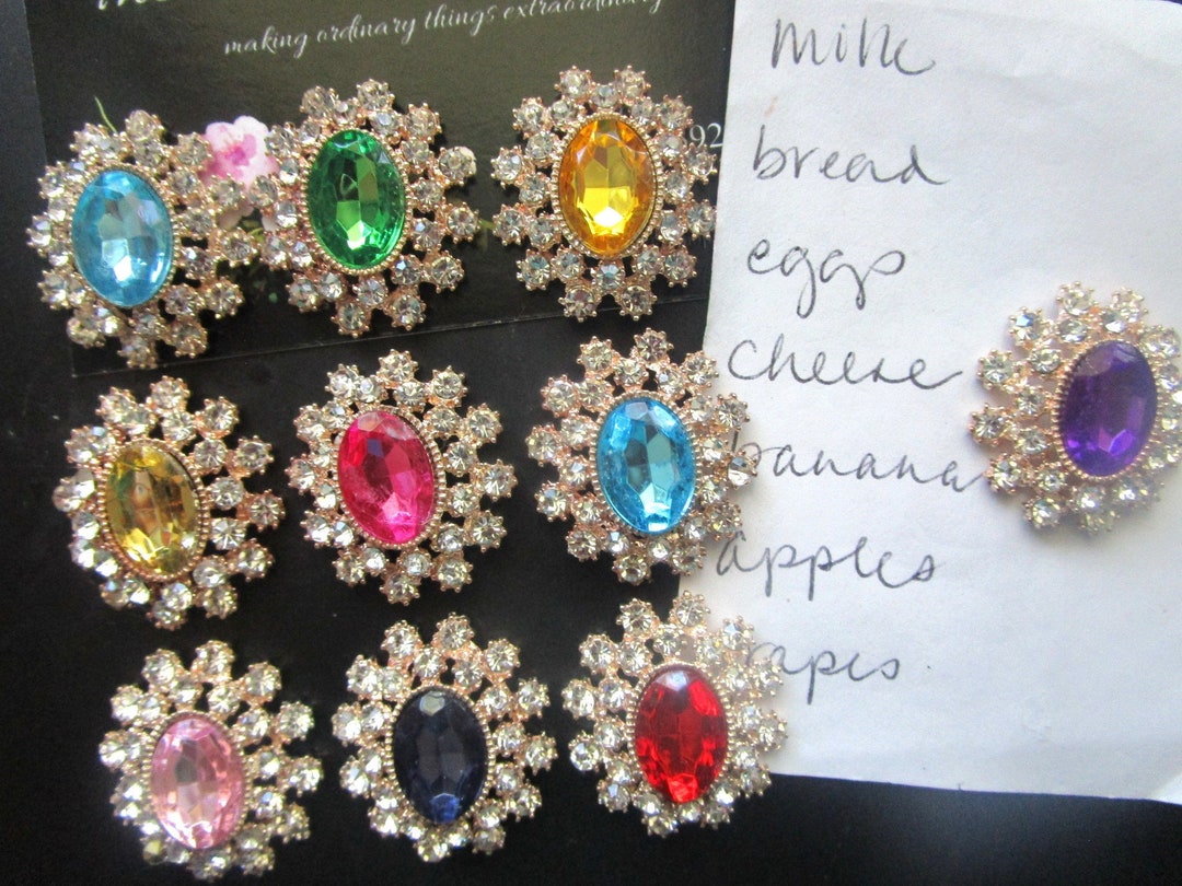 Rhinestone Magnets, 10 Magnets, Desk Decor, Glam Office Supply, Office ...