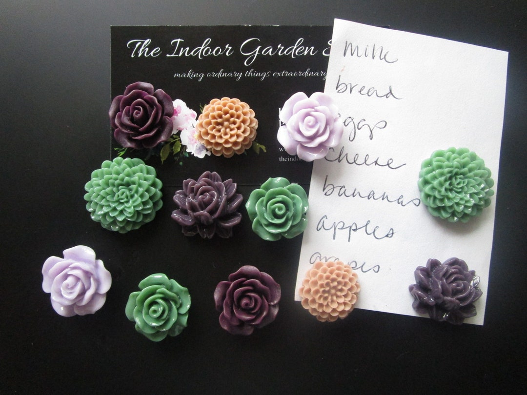 Pretty Magnets, 12 Flower Magnets, Office Supplies, Cubicle Decor ...