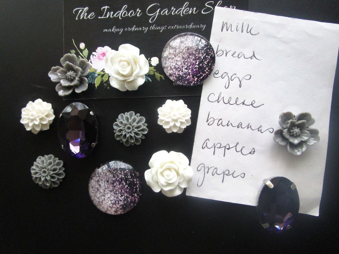 Mixed Magnets, 12 Fridge Magnets, Glass Magnets, Rhinestone Magnet ...