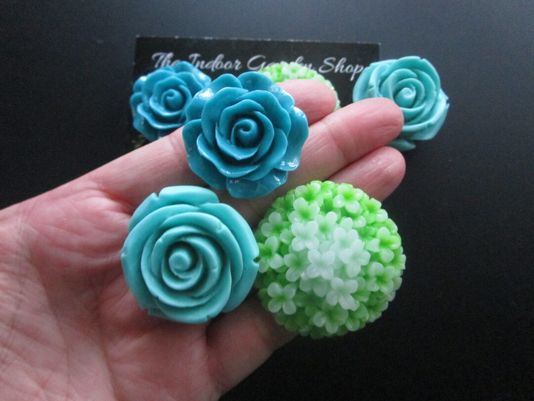 Green Magnets, 6 Flower Magnets, Fridge Magnet, Office Supplies ...