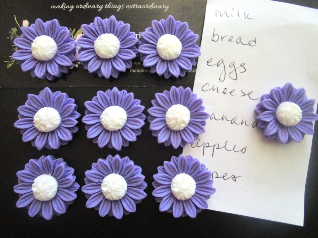 Purple Flower Magnets, 10 Magnets, Cubicle Decor, Locker Magnets ...