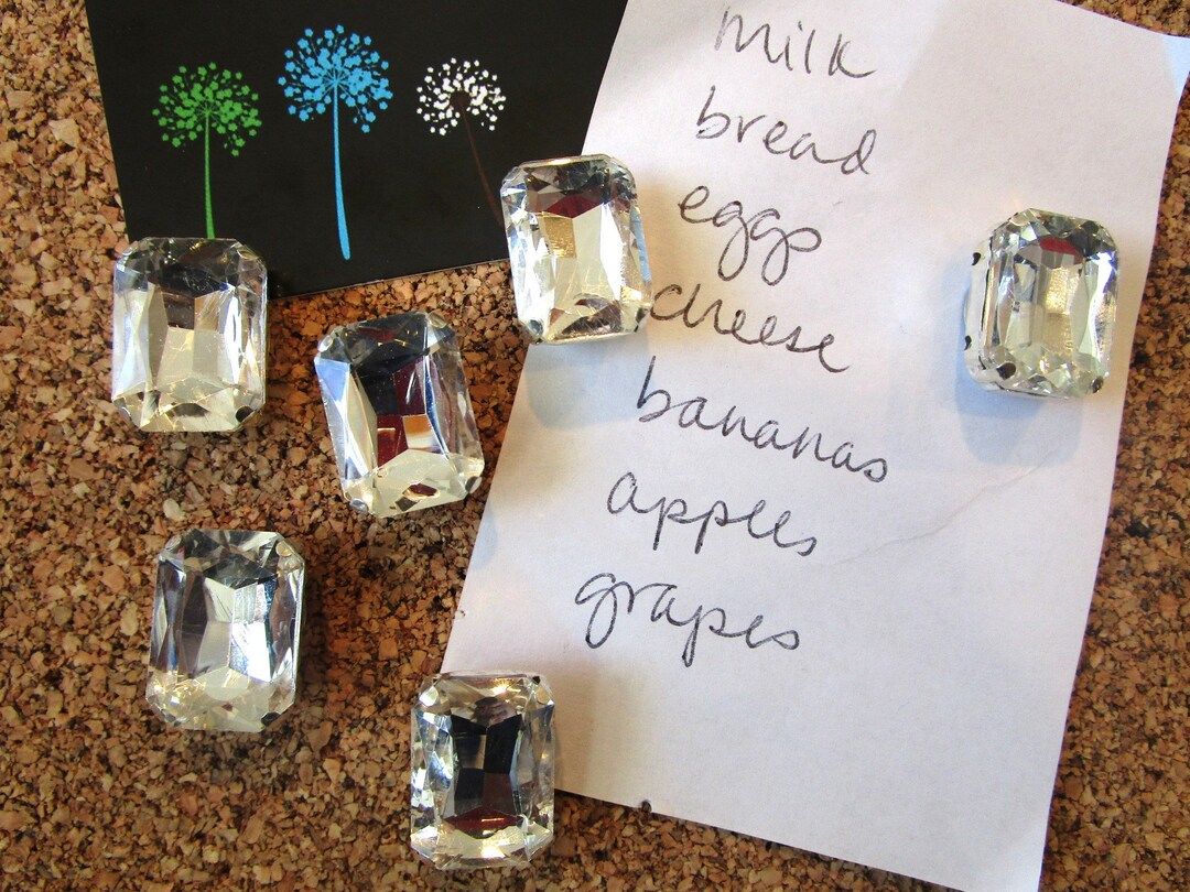 Thumbtacks, 10 Radiant Cut Diamond Pushpins, Gem Tacks, Jewelry Push ...