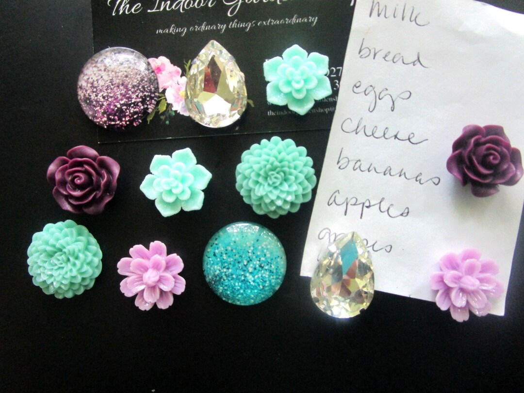 Magnet Variety Set, 12 Glam Magnets, Glass Magnets, Rhinestone Magnet ...