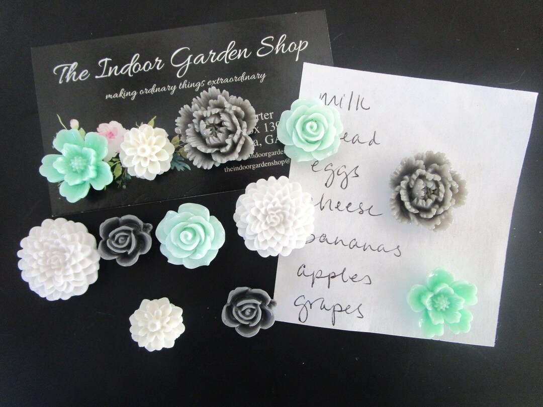 Pretty Magnet Set, 12 Cute Fridge Magnets, Decorative Magnets, Mint ...