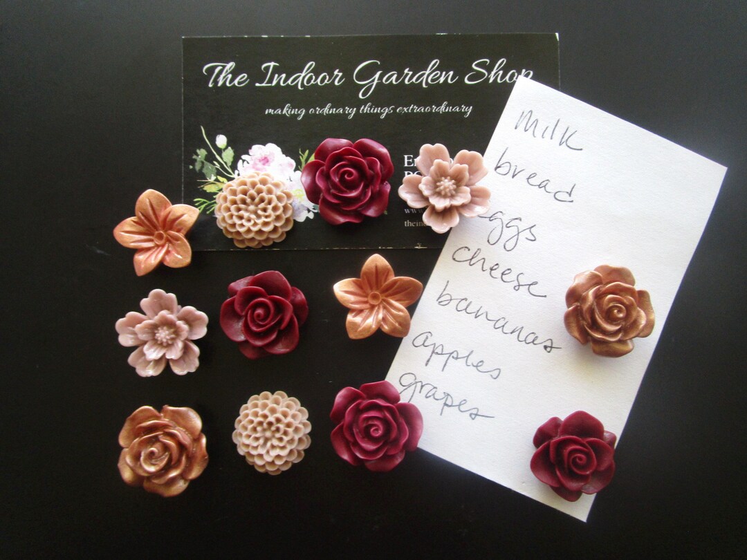 Flower Magnets, 12 Desk Magnets, Cubicle Decor, Office Supply, Locker ...