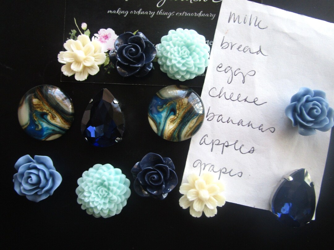 Magnet Set, 12 Magnets, Desk Decor, Office Decor, Glass Magnet ...