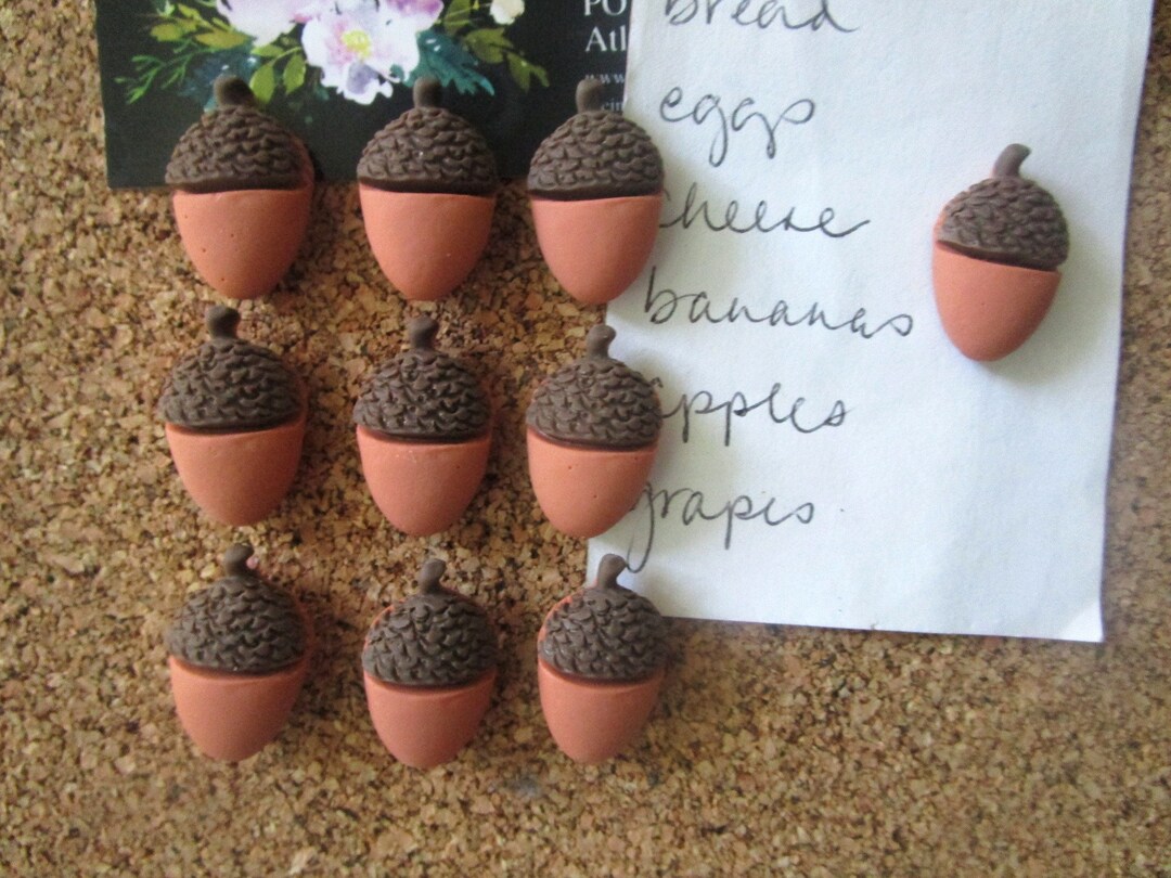 Acorn Pushpins, 10 Fall Thumbtacks, Push Pins, Cubicle Decor, Office ...