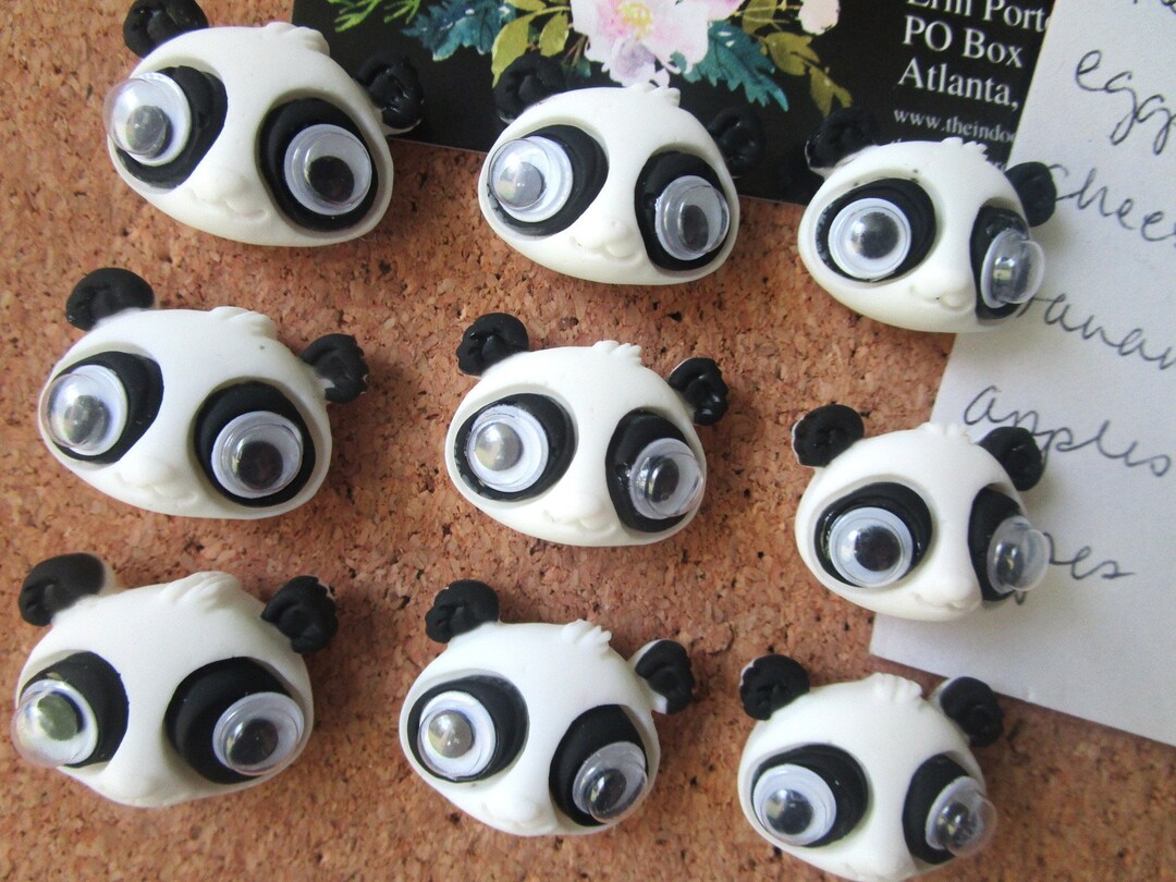Panda Pushpins, 10 Cute Panda Bear Thumbtacks, Googly Eye Panda, Push ...