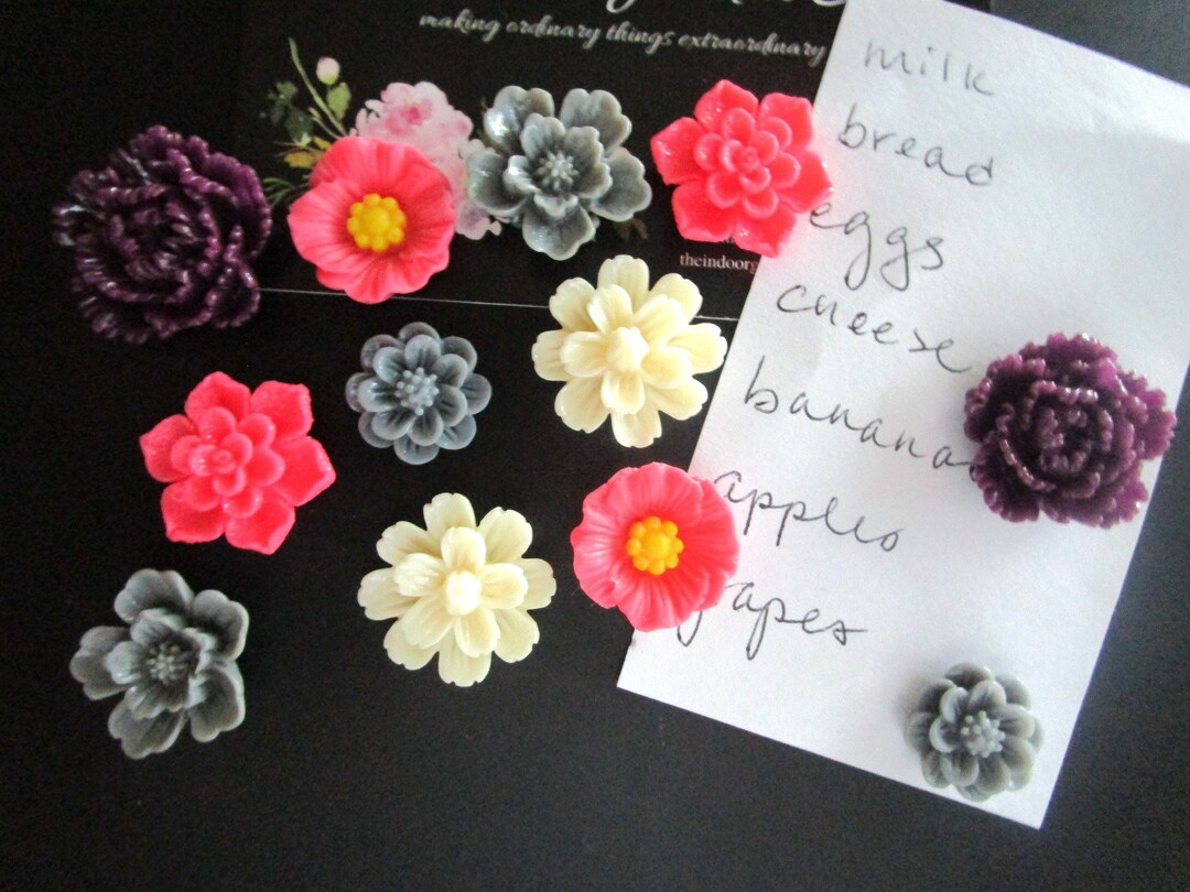 Flower Magnet Set, 12 Fridge Magnets, Office Decor, Cubicle Decor ...