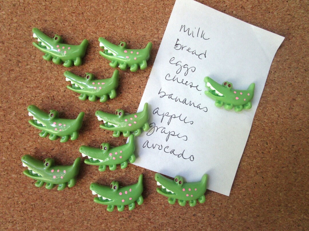 Alligator Pushpins, Thumbtacks, 10 Push Pins, Cute Office Supply, Gator ...