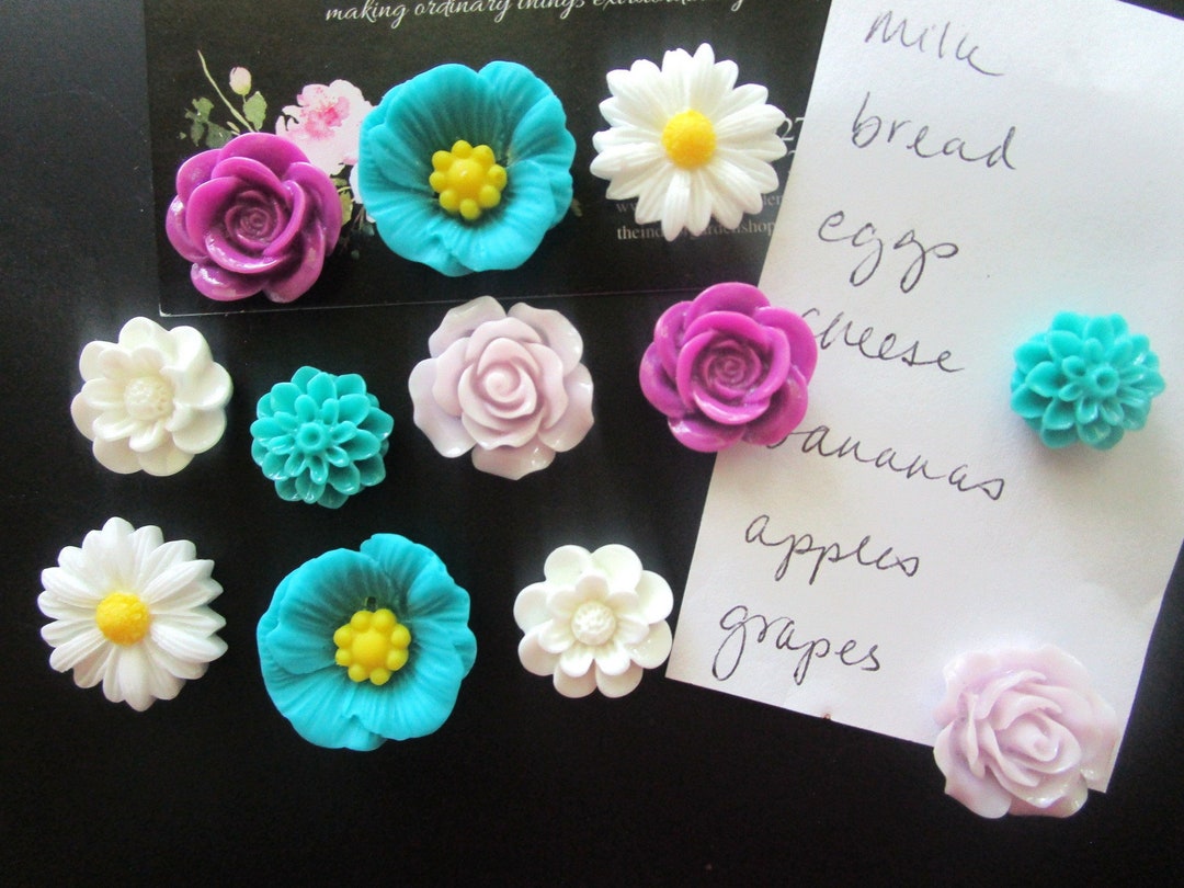 Magnet Set, 12 Strong Magnets, Flower Magnets, Cute Office Supply ...