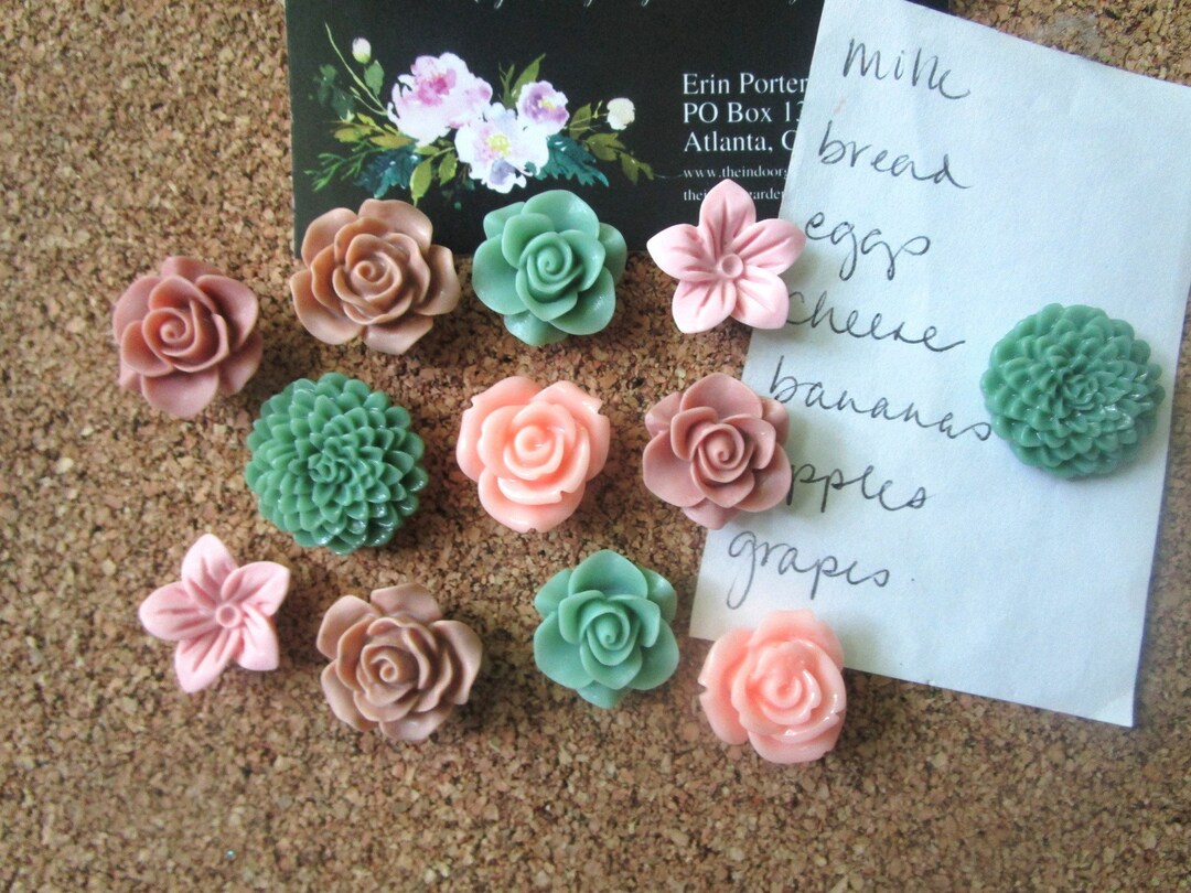 Thumbtack Set, 12 Push Pins, Cubicle Decor, Bulletin Board Tacks ...