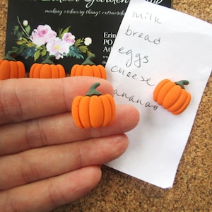 Pumpkin Pushpins, 10 Cute Thumbtacks, Push Pins, Cubicle Decor, Office ...