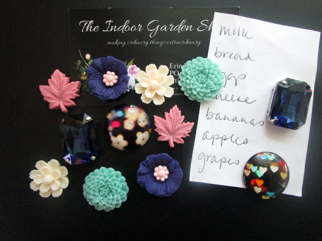 Magnet Variety Set, 12 Glam Magnets, Glass Magnets, Rhinestone Magnet ...