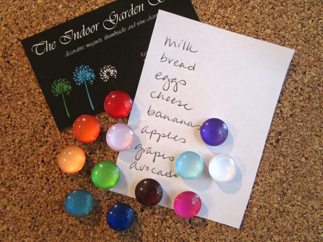 Colorful Glass Tacks, Set of 12, Multicolor Glass Pushpins, Glass ...