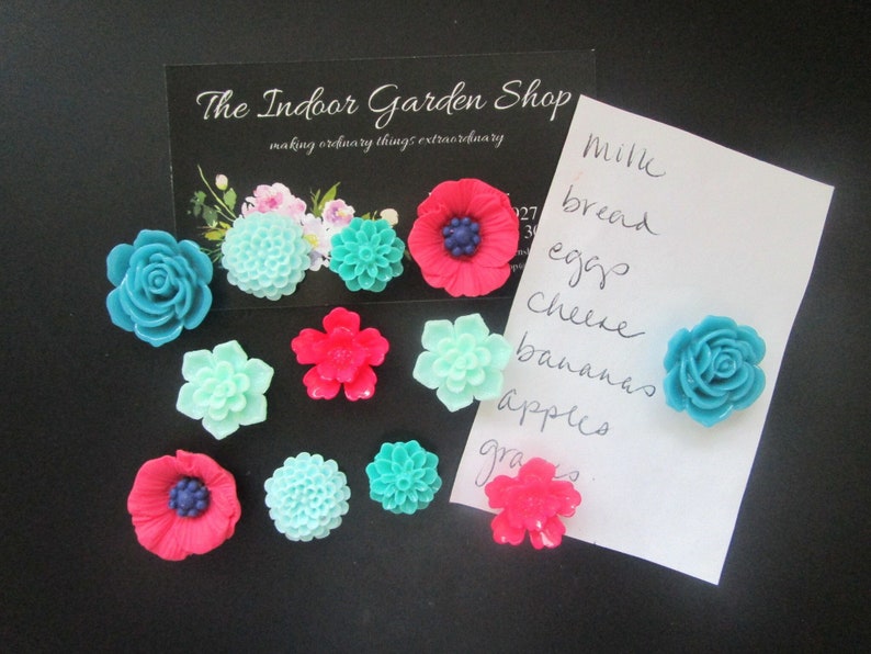 Magnets, 12 Flower Magnets, Cubicle Decor, Fridge Magnets, Desk Magnets ...