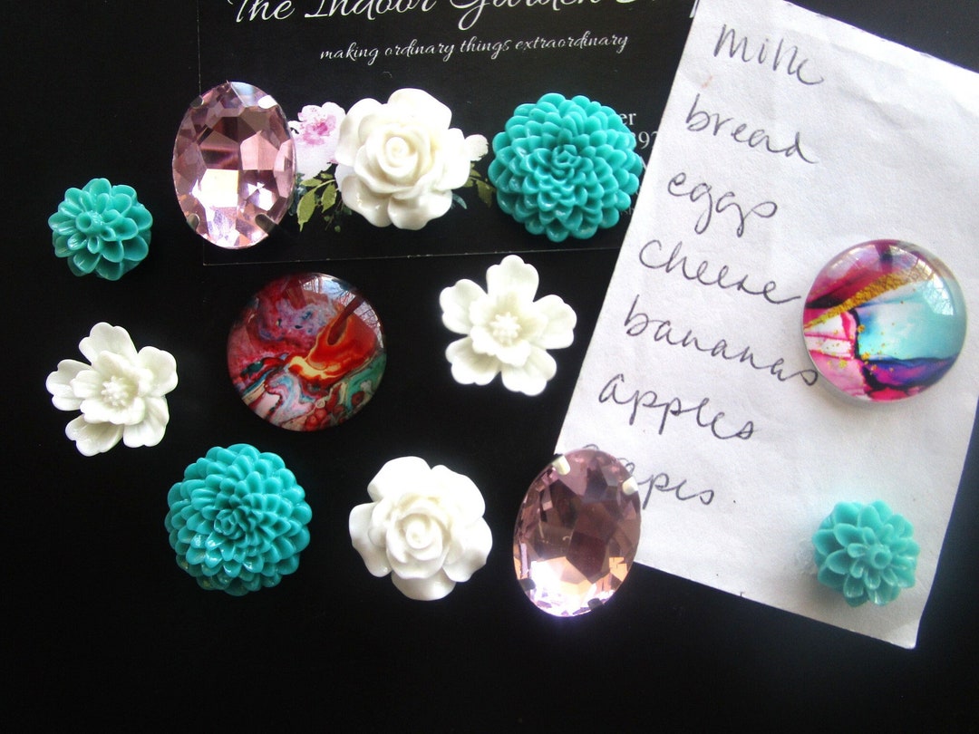 Magnet Variety Set, 12 Magnets, Glass Magnets, Rhinestone Magnet ...