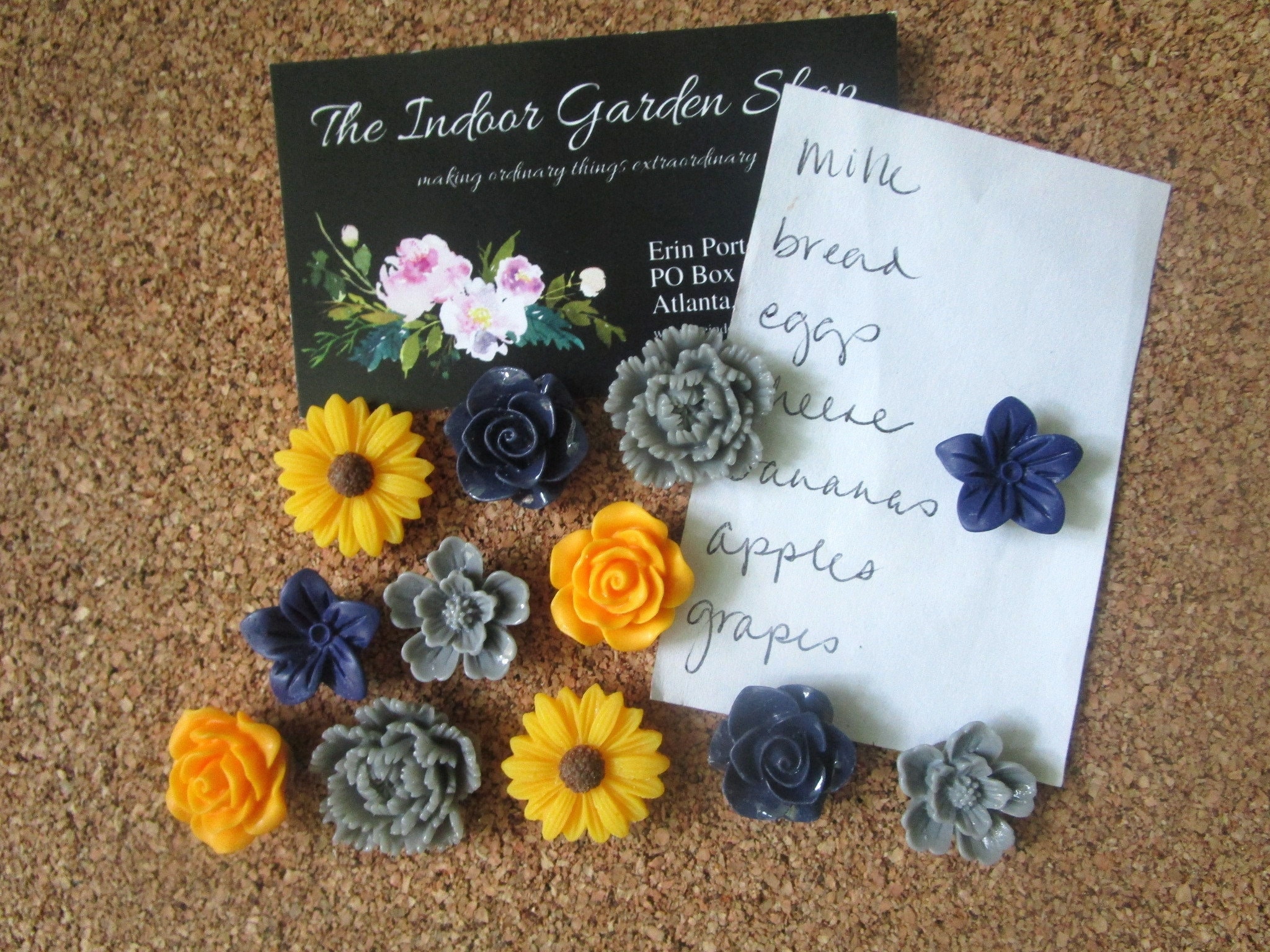 Thumbtack Set Pretty Push Pins 12 Pushpins Cubicle Decor - Etsy