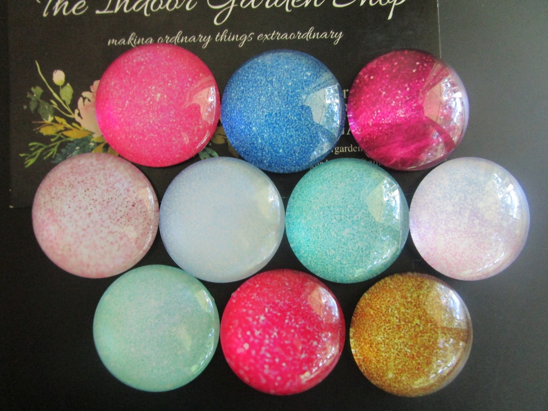 Glass Magnets, 10 Pcs, 1" Round Magnet, Red, Blue, Gold, Locker Magnet ...