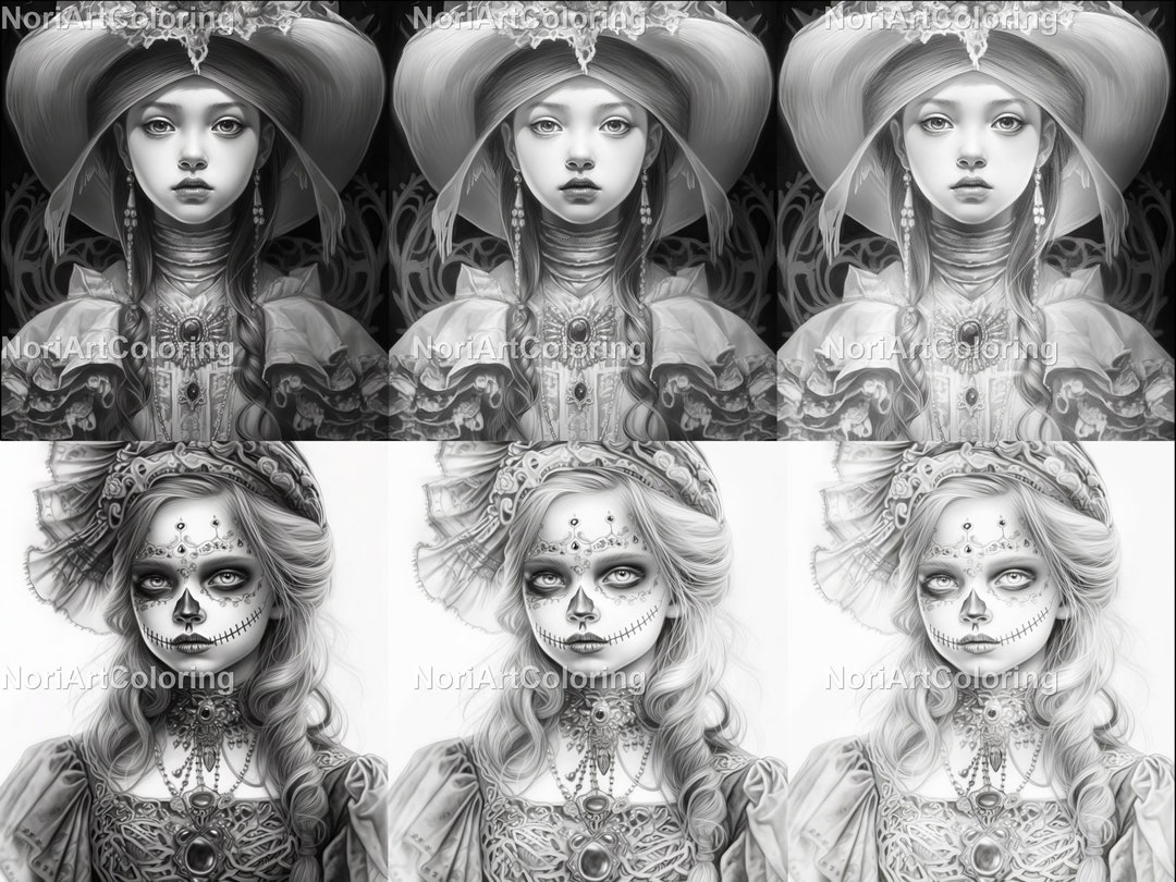 30 Gothic Girls Set 1 Coloring Pages Bright Medium and Dark - Etsy Denmark